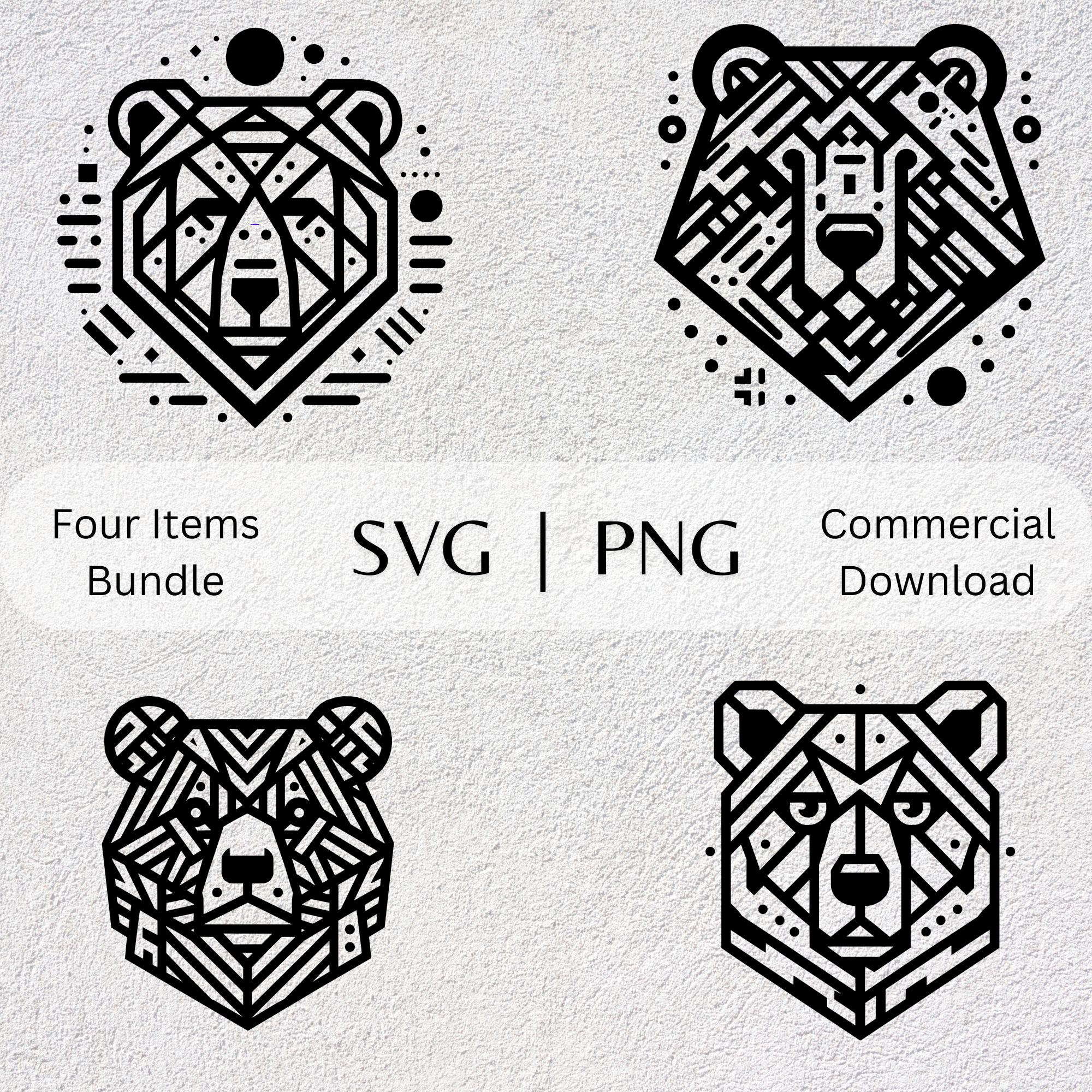 Geometric Bear SVG PNG Collection Wildlife Hand Drawn Clipart Animal ...
