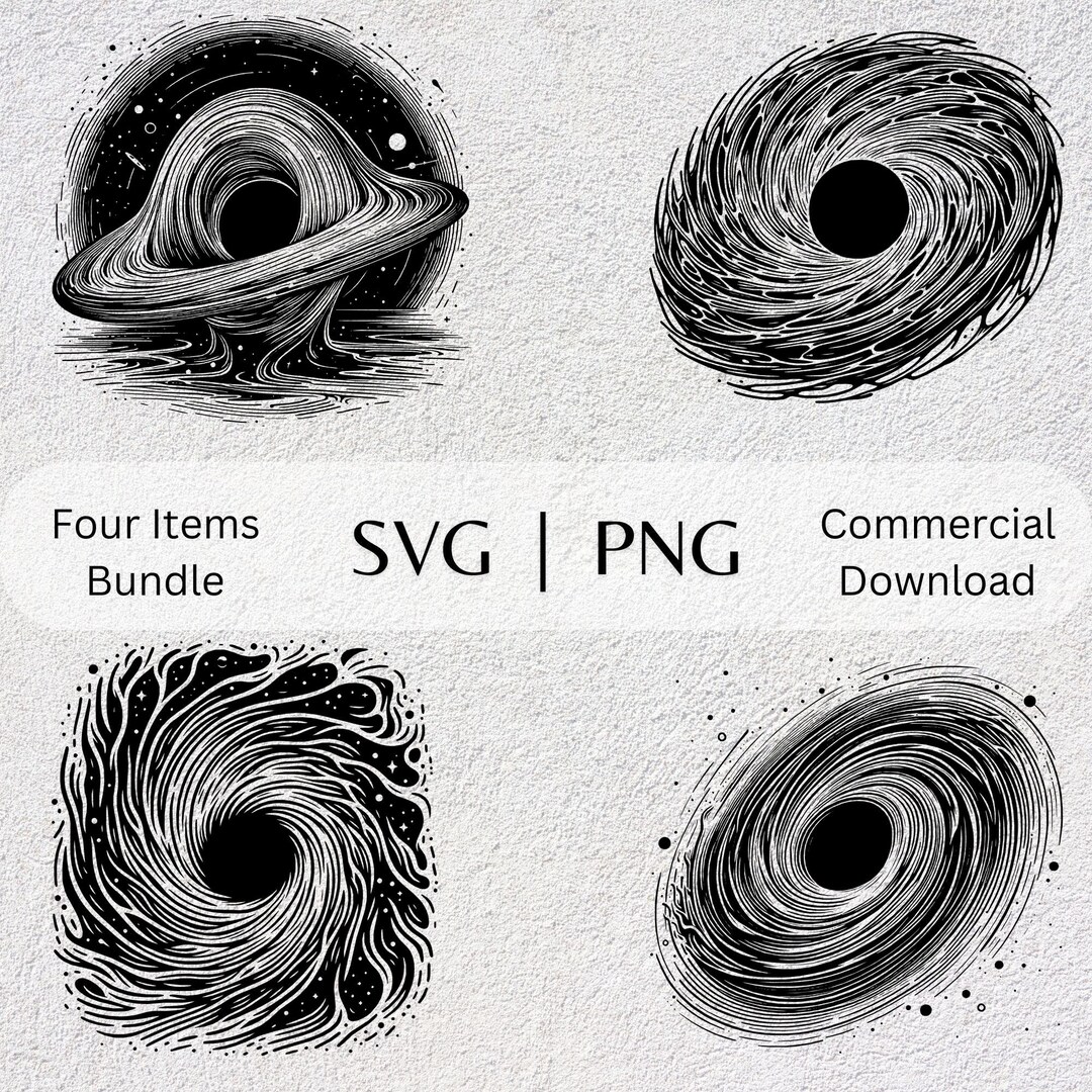 Black Hole SVG PNG Collection Space Hand Drawn Clipart Mystery Themed ...
