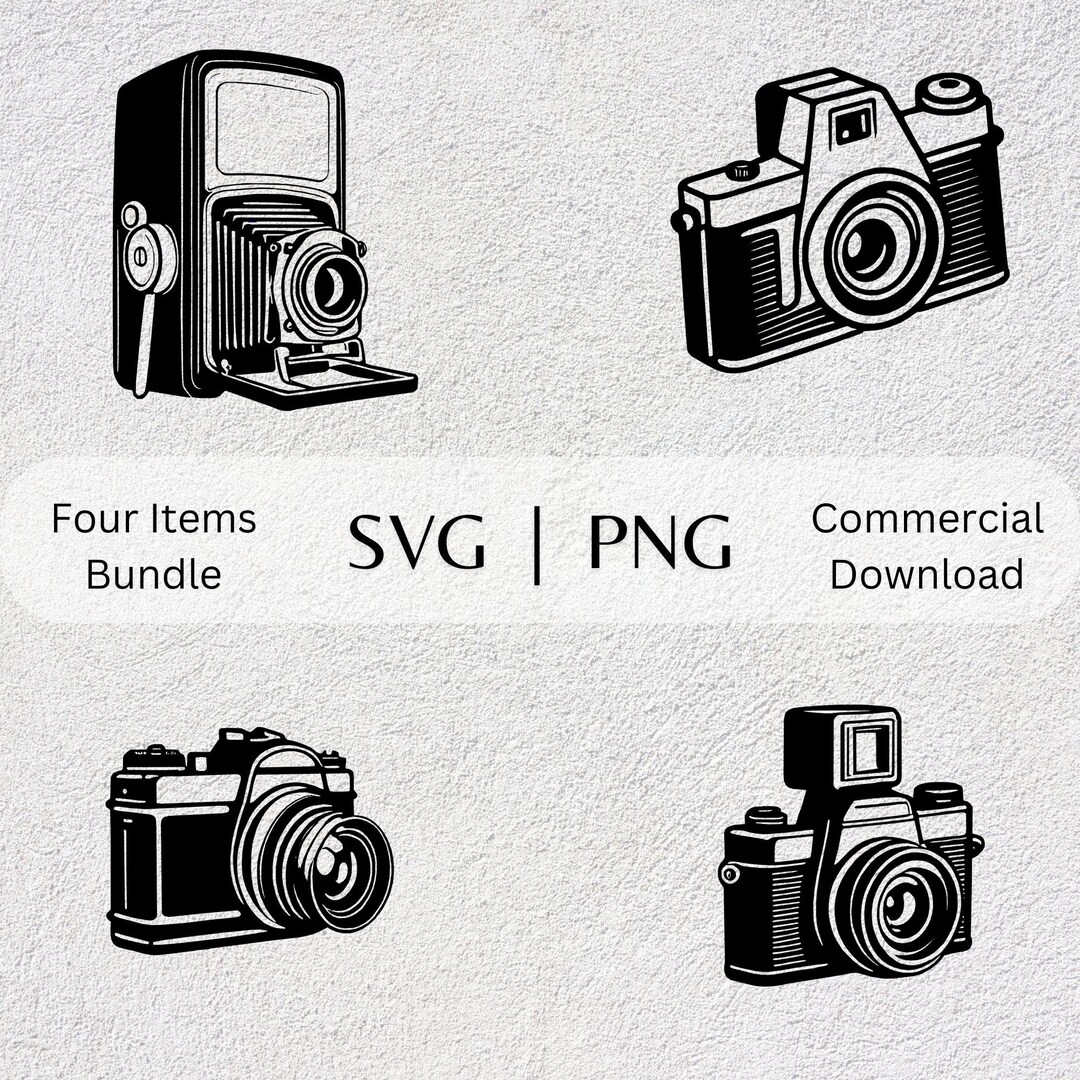Vintage Camera SVG PNG Collection Photography Hand Drawn Clipart Vector ...