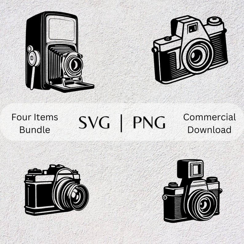 Vintage Camera SVG PNG Collection Photography Hand Drawn Clipart Vector ...