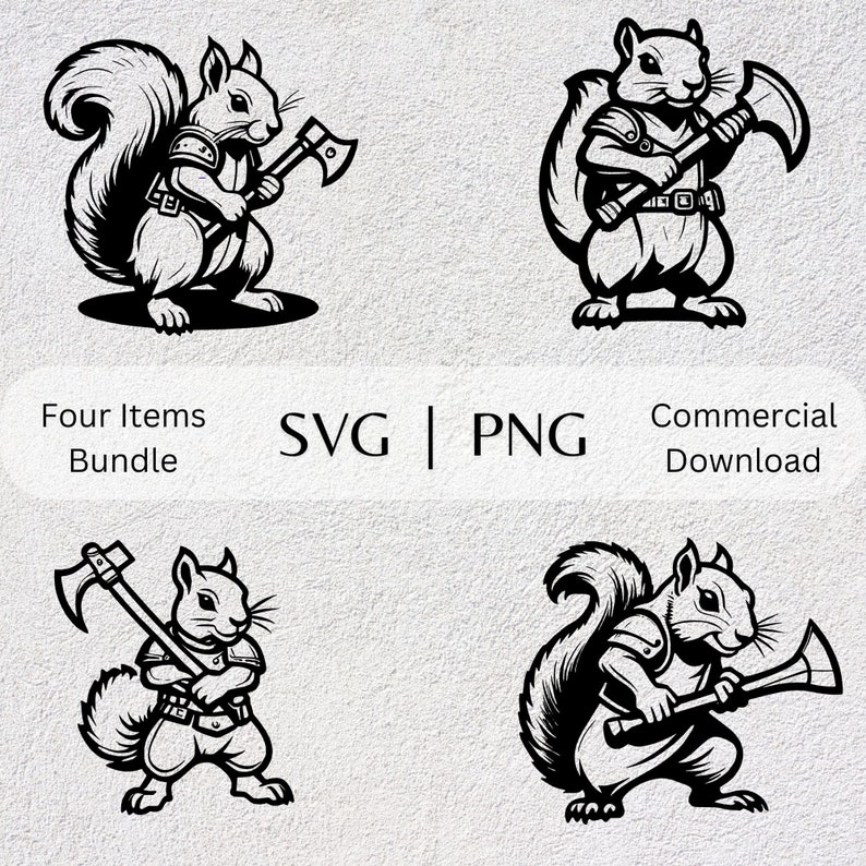 Fighter Squirrel SVG PNG Collection Cute Hand Drawn Clipart Vector ...
