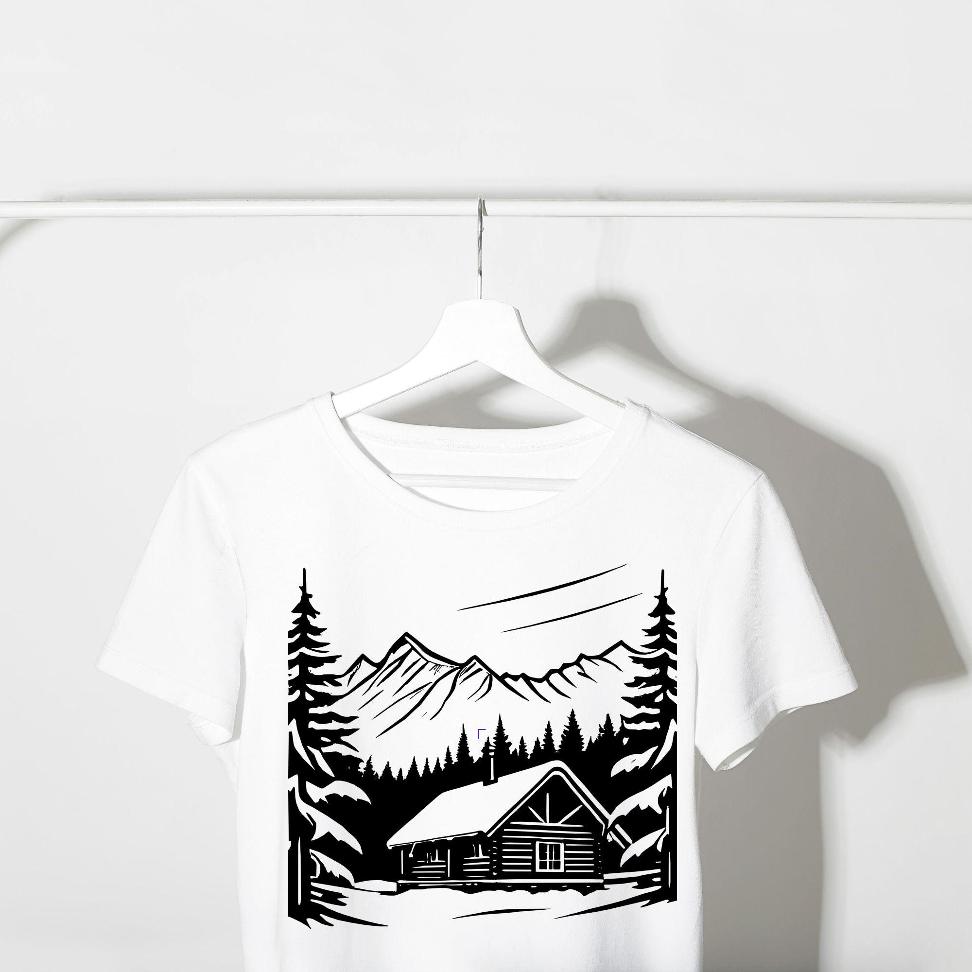 Snow Cabin SVG PNG Collection Scenic Hand Drawn Clipart Cozy Themed ...