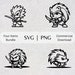 Hedgehog Warrior SVG PNG Collection Samurai Hand Drawn Clipart Vector ...
