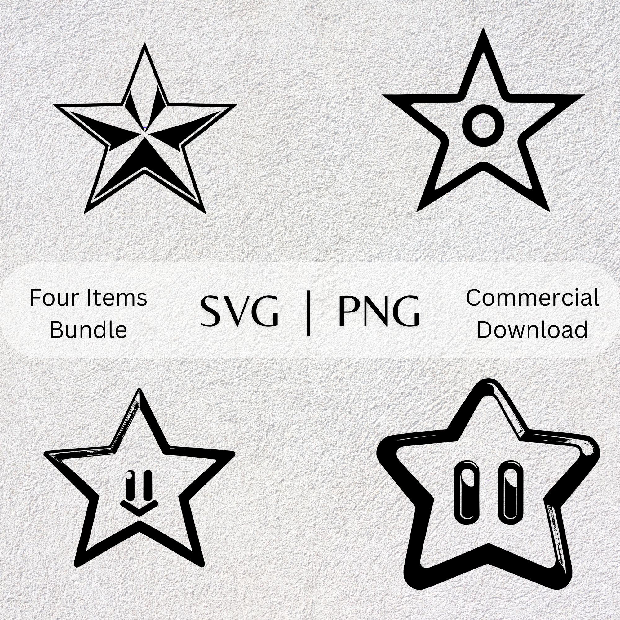 Star Cartoon SVG PNG Collection Retro Hand Drawn Clipart Stars Themed ...