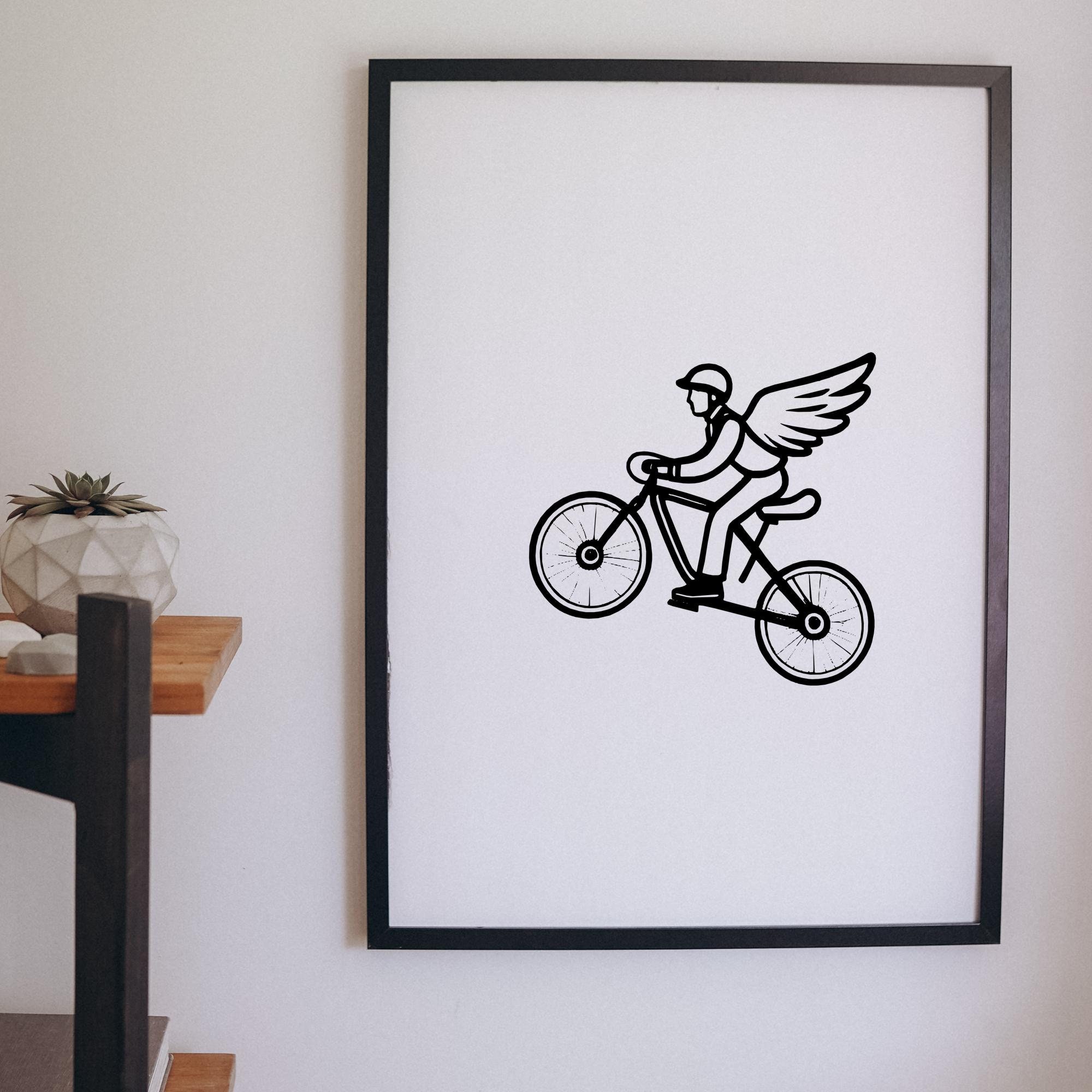 Flying Bike SVG PNG Collection Wings Hand Drawn Clipart Skies Themed ...