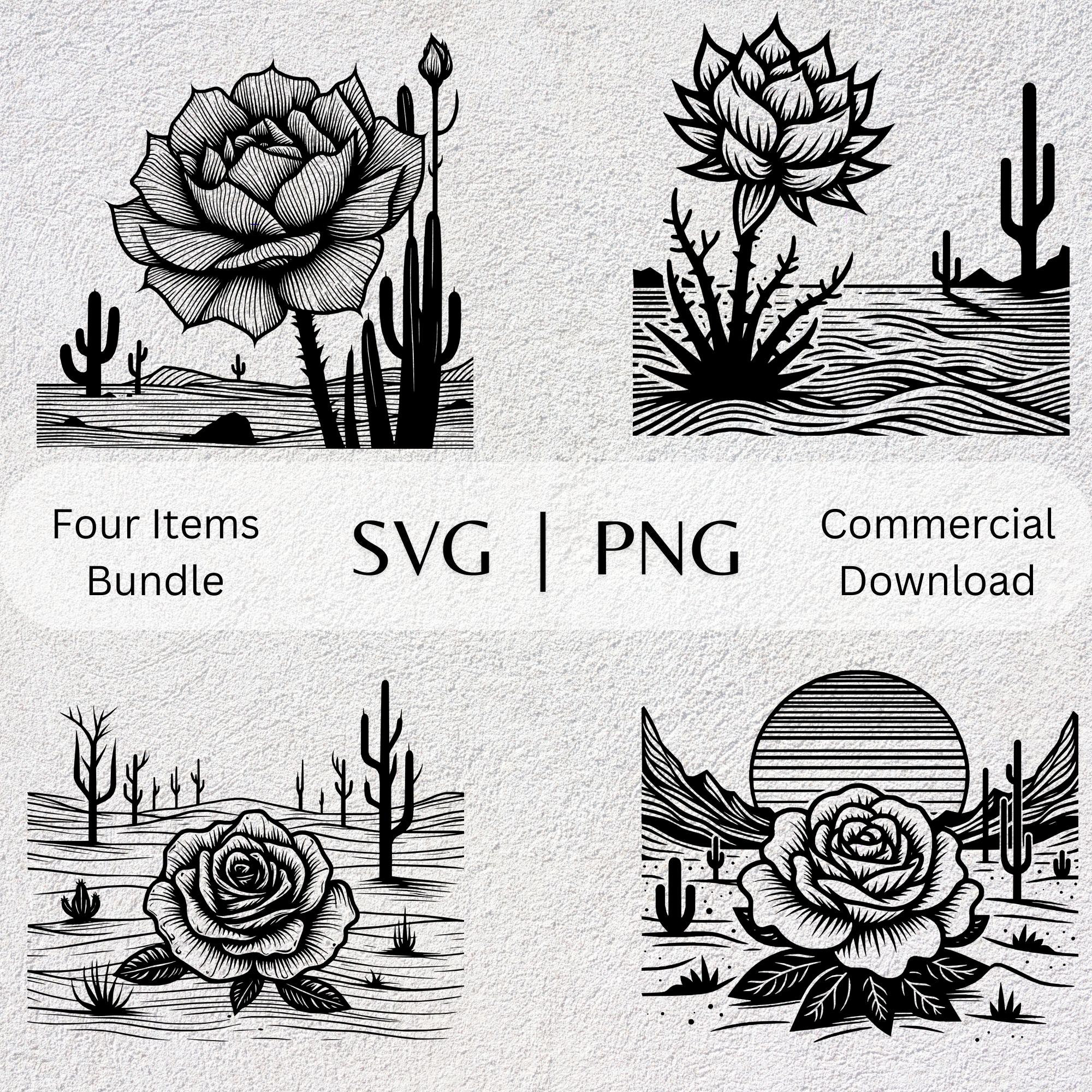 Desert Rose SVG PNG Collection Solo Hand Drawn Clipart Flower Themed ...