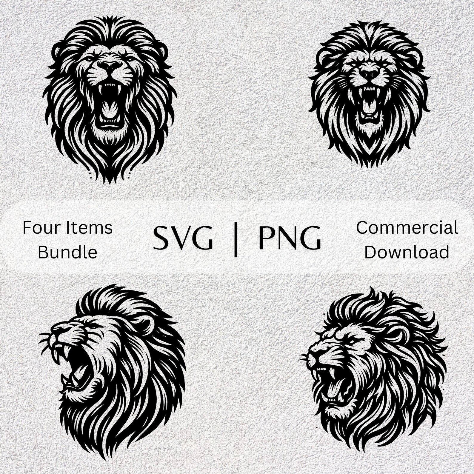 Lion Roar SVG PNG Collection Majestic Hand Drawn Clipart Royalty Themed ...