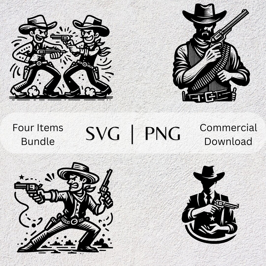 Cowboy Gun SVG PNG Collection Western Hand Drawn Clipart Wildwest ...