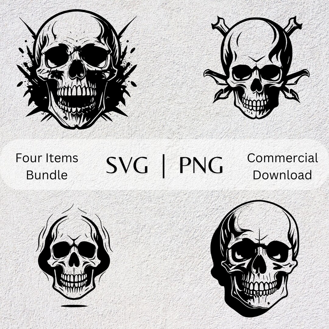 Gothic Skull SVG PNG Collection Dark Hand Drawn Clipart Vector ...