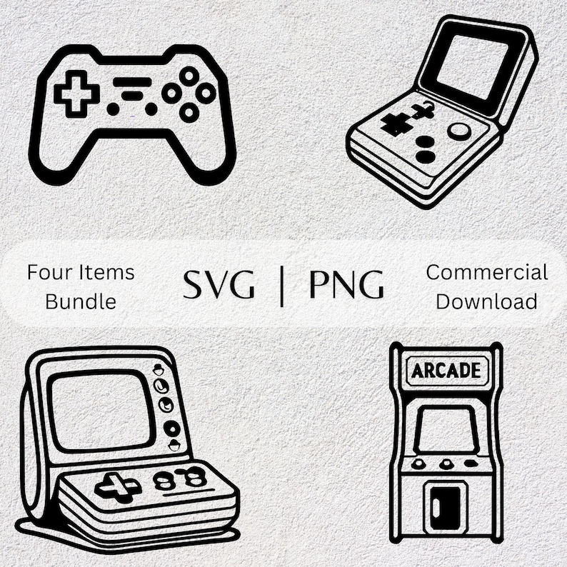 Retro Gaming Console SVG PNG Collection Childhood Hand Drawn Clipart ...