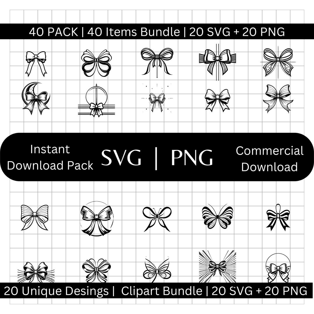 Gift Ribbon Pack SVG PNG Collection Present Hand Drawn Clipart Vector ...