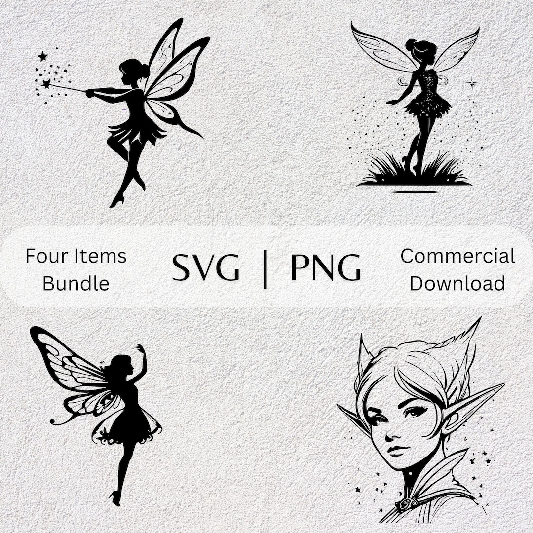 Magical Fairy SVG PNG Collection Majestic, Hand Drawn Clipart Vector ...
