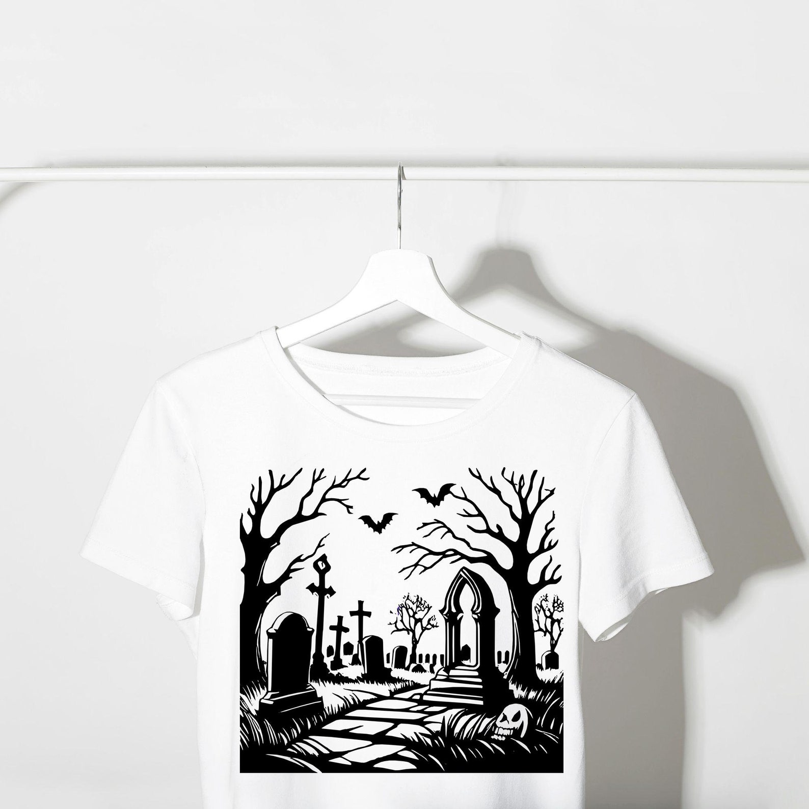 Graveyard SVG PNG Collection Gothic Hand Drawn Clipart Cemetery Themed ...