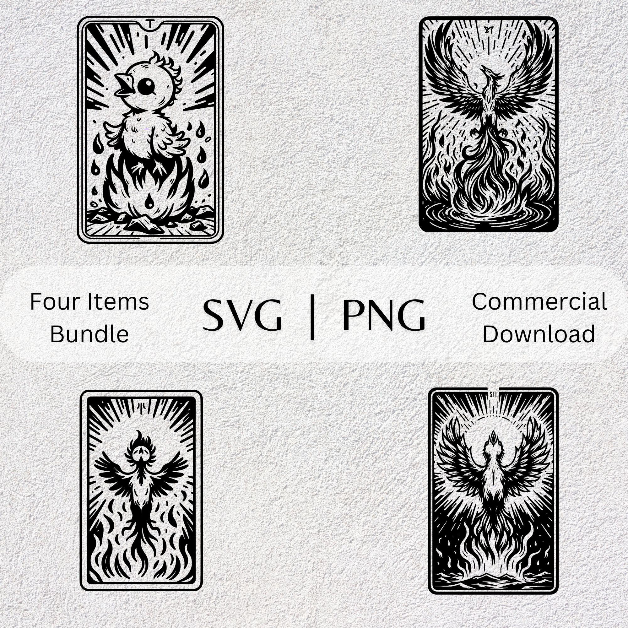 Inspire Phoenix Card SVG Collection, PNG, Mythical Clipart, Hand Drawn ...