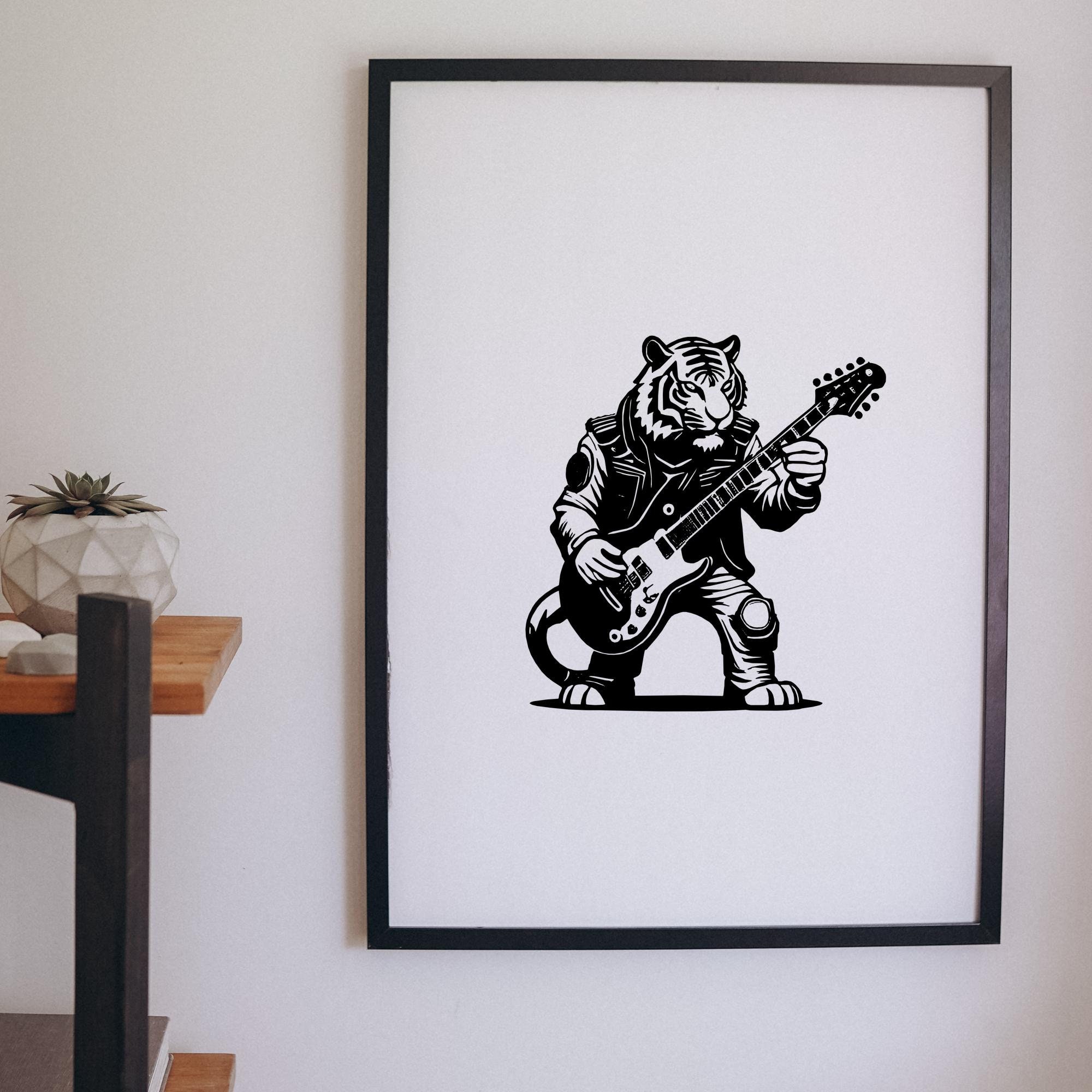 Tiger Guitarist SVG PNG Collection Music Hand Drawn Clipart Vector ...