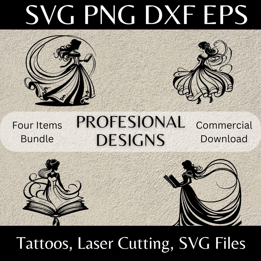 Princess SVG Pack Princess PNG Files Book Princess Clipart, Unique ...