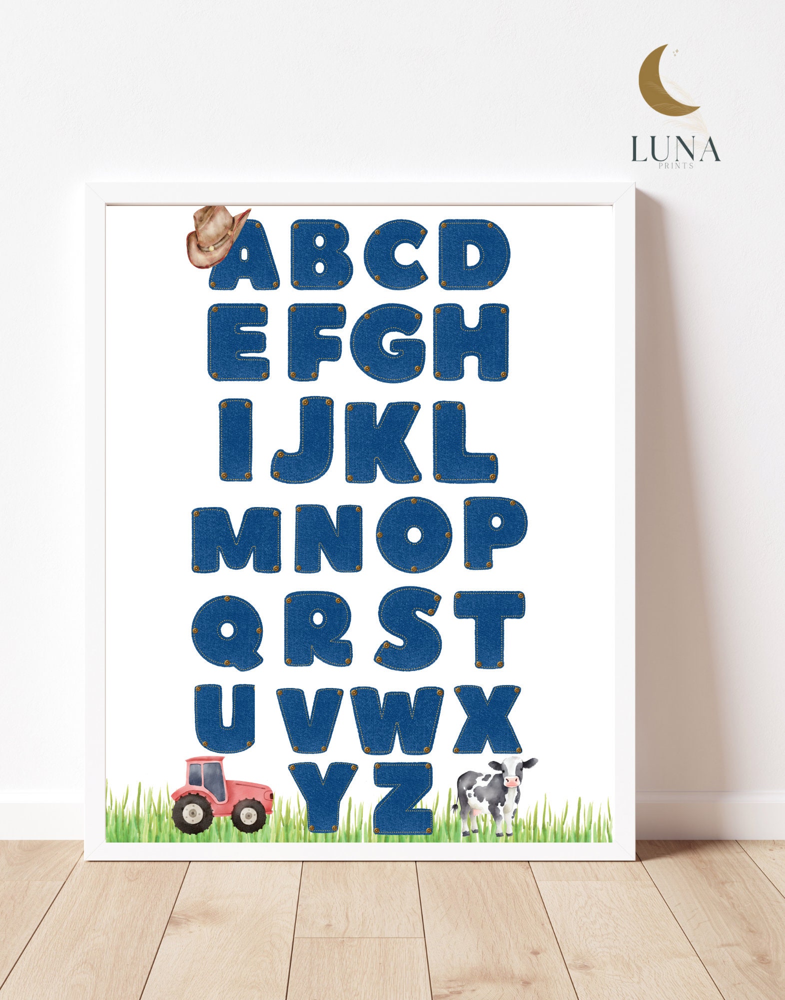 Denim Cowboy Alphabet Poster Digital Print INSTANT DOWNLOAD PNG - Etsy