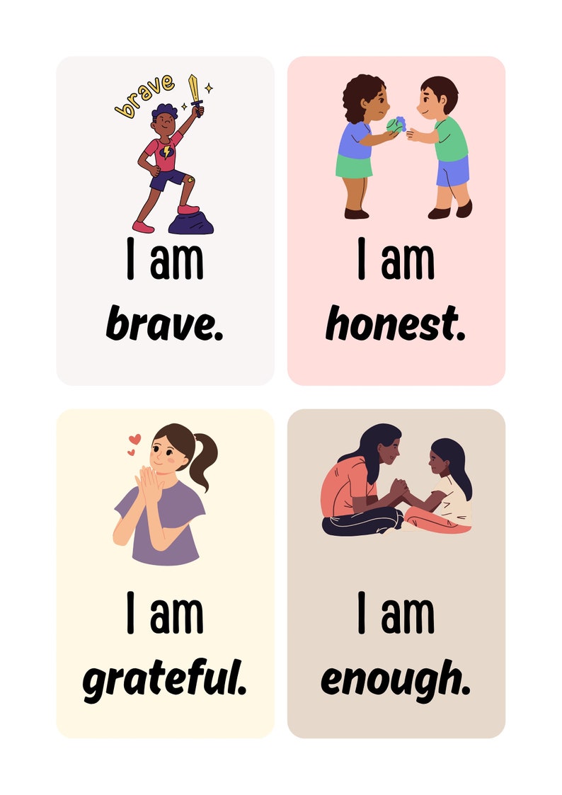 Positive Affirmation Cards for Children With Conversation Questions - Etsy