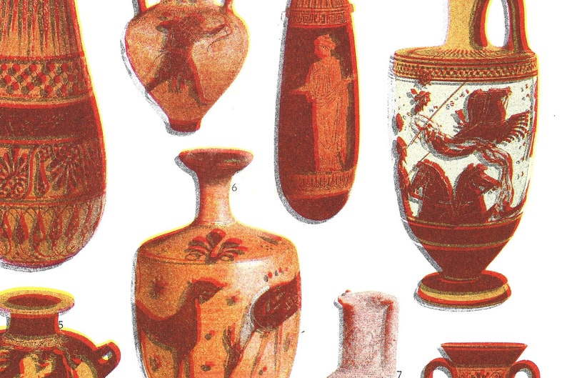 Risograph Ancient Greek Pottery History Print | Imperfect Prints - Etsy