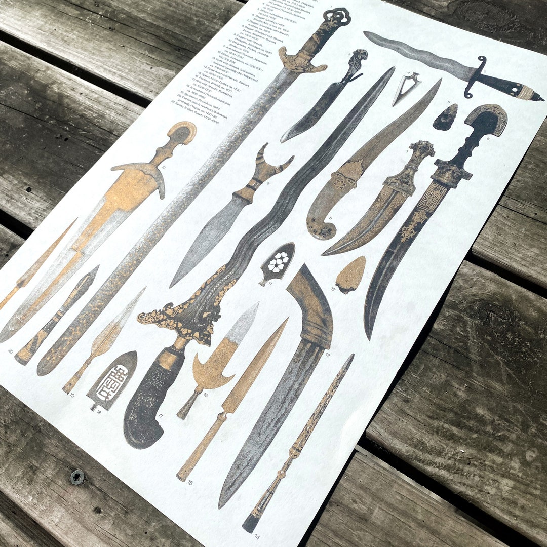 Swords, Daggers, and Other Sharp Things | Risograph Print - Etsy