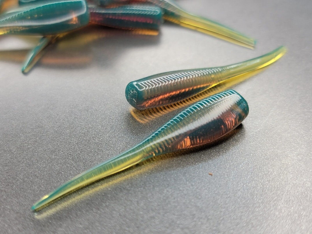 2" SLAB HUNTER 24 Pack "motor Oil" Grubs Jigs Crappie Panfish Stinger ...