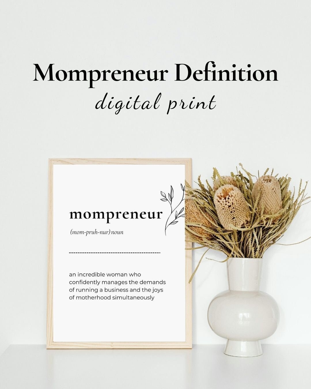 Mompreneur Definition Print, Office Wall Art Print, Entrepreneur Gift ...