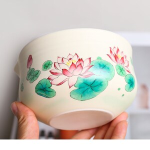 Hand-painted Lotus Ceramic Matcha Set With Bamboo Whisk and Chasen ...