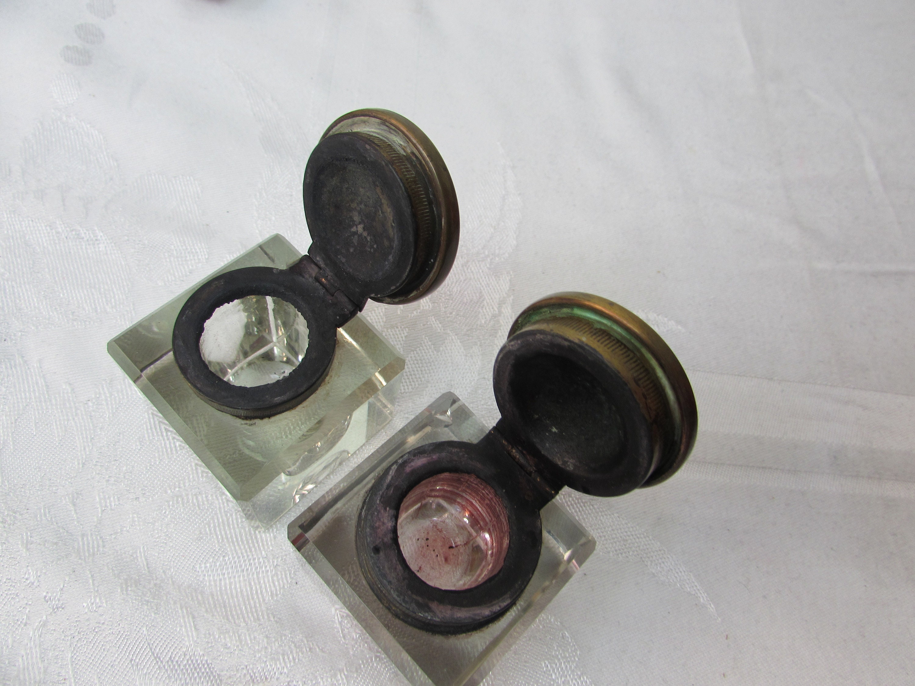 ANTIQUE DOUBLE INKWELL Art Nouveau Victorian - Etsy