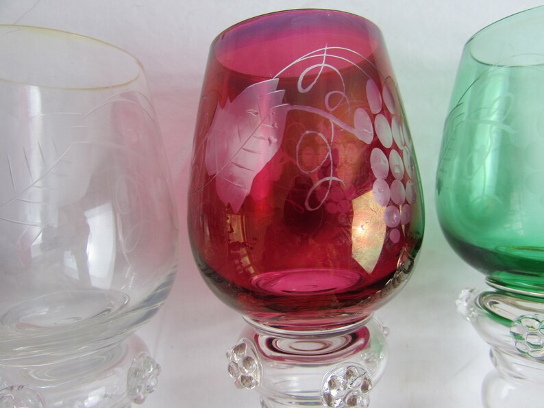 Set of Four Fritz Heckert Hock Wine Roemers Fruiting Vine Glasses ...