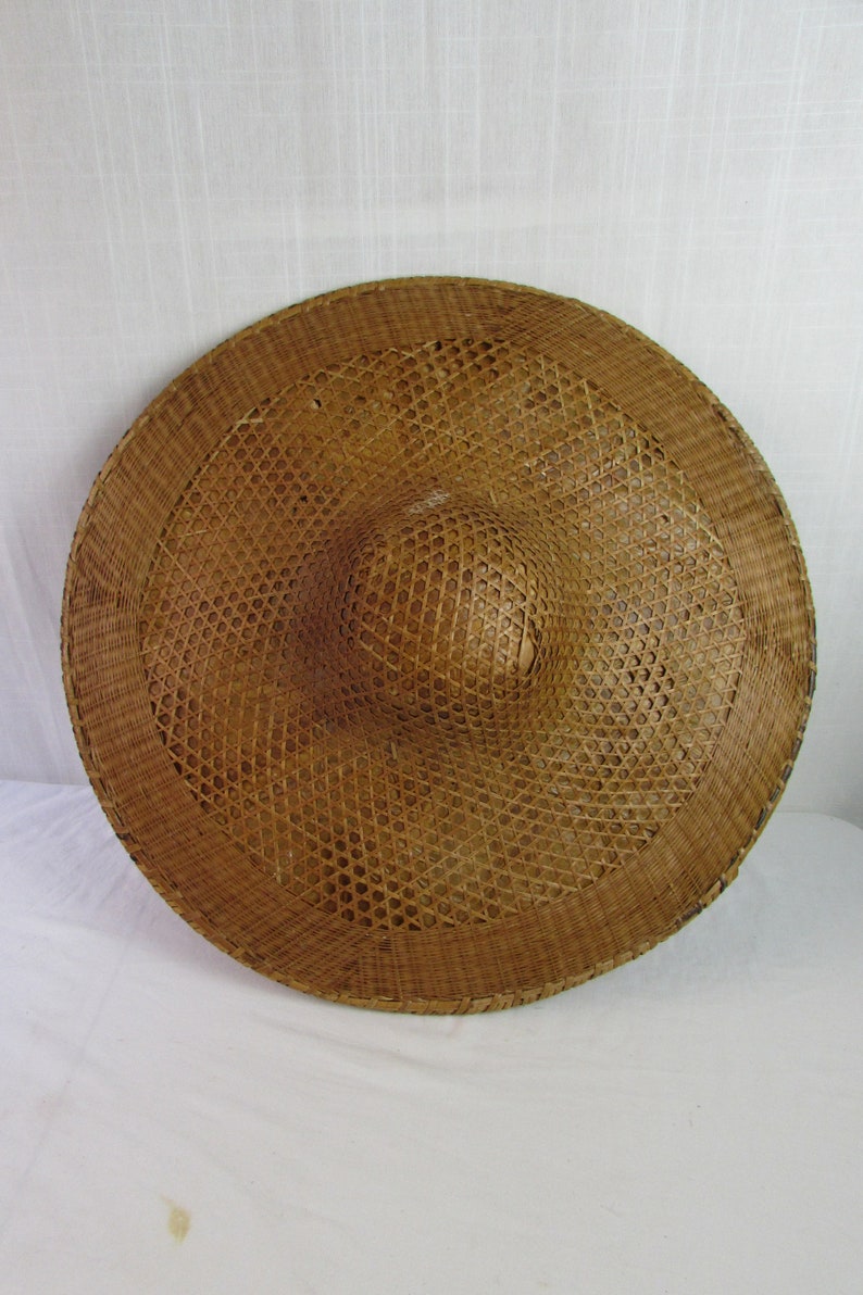 1940s Chinese Coolie Hat Wall Decor Woven Straw 20 in Across - Etsy