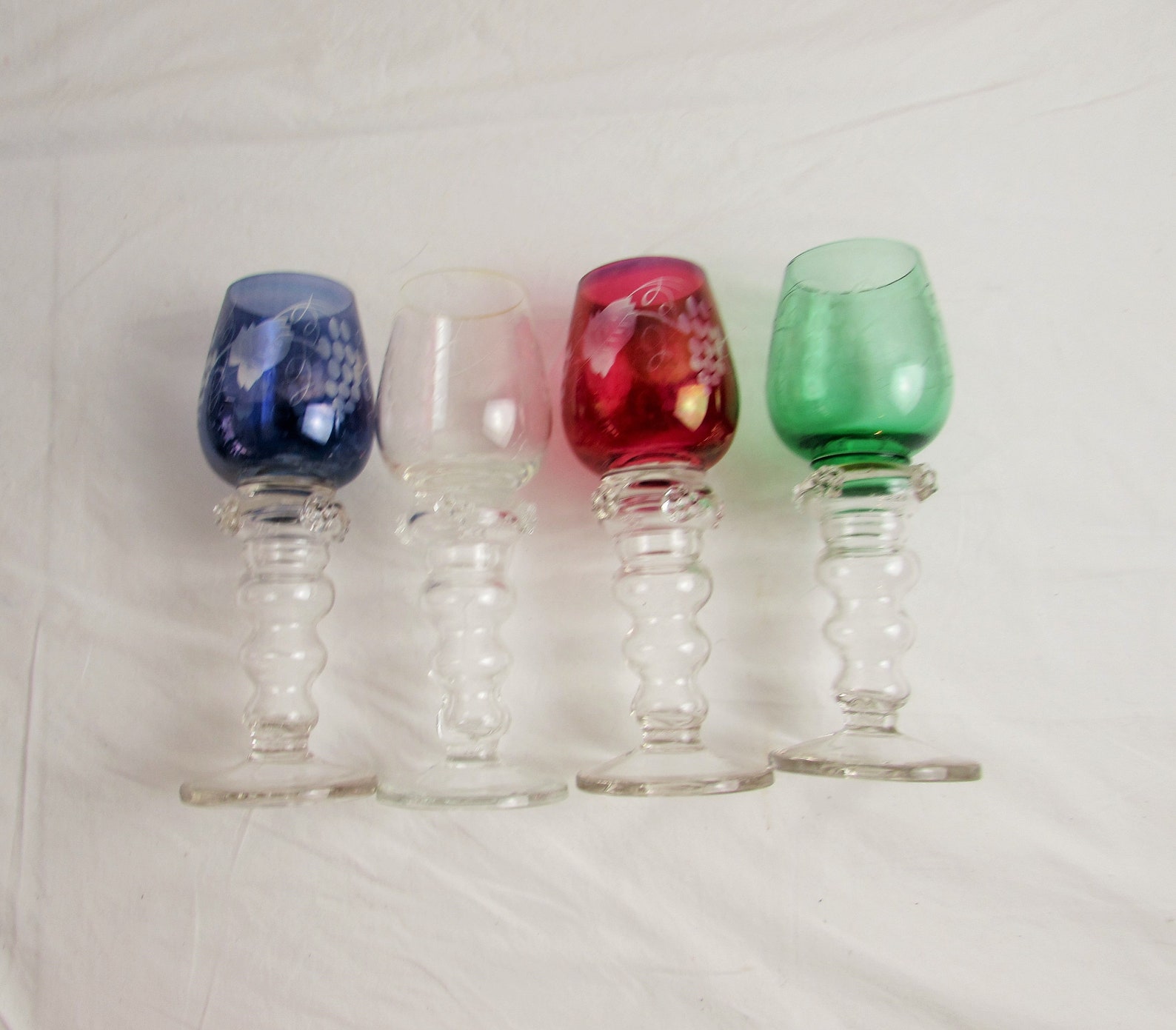 Set of Four Fritz Heckert Hock Wine Roemers Fruiting Vine Glasses ...
