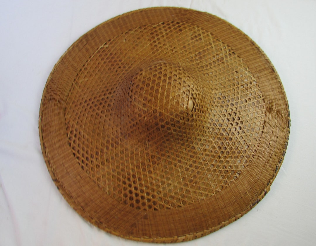 1940s Chinese Coolie Hat Wall Decor Woven Straw 20 in Across - Etsy