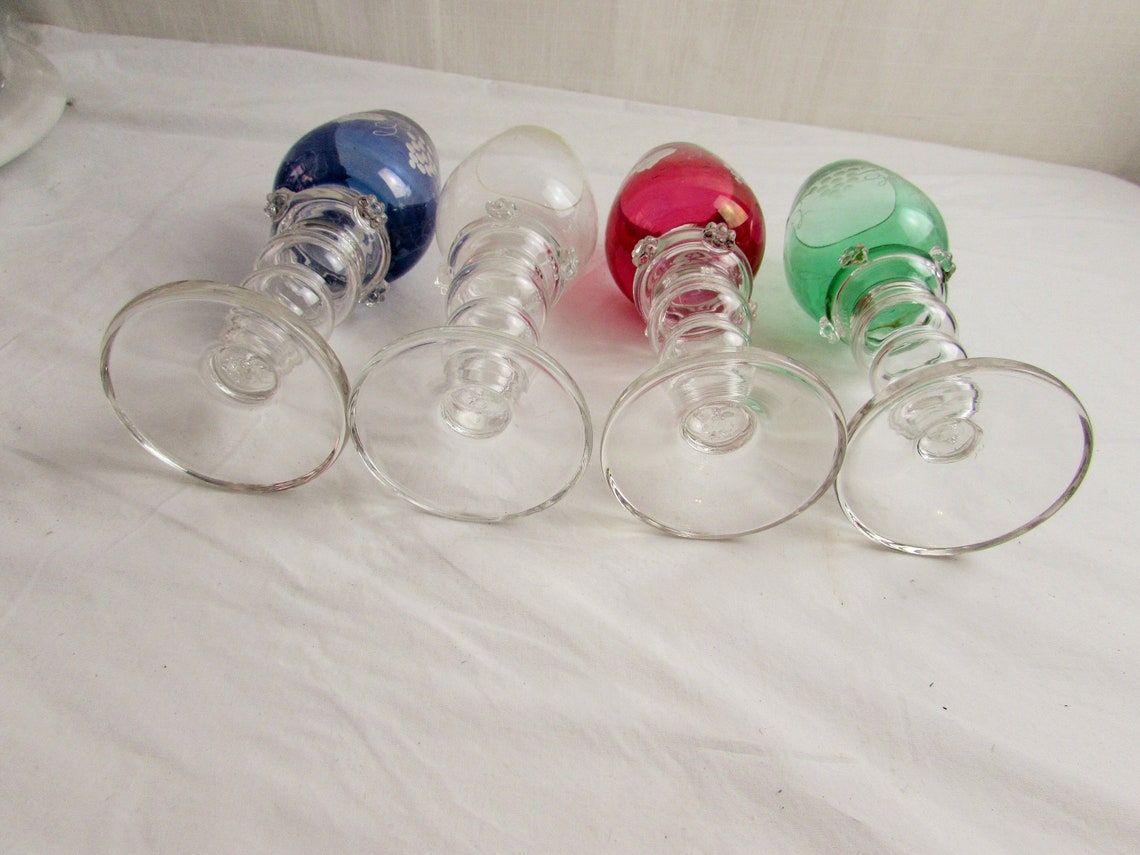 Set of Four Fritz Heckert Hock Wine Roemers Fruiting Vine Glasses ...