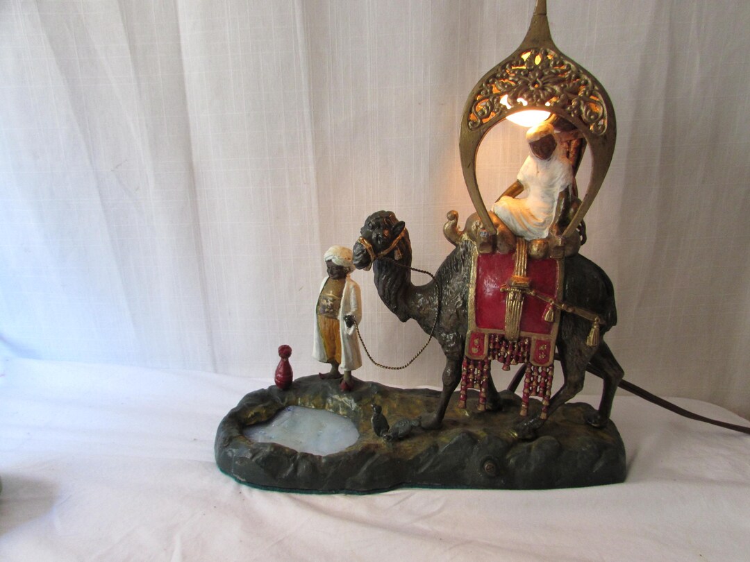 Cold Painted Bronze/ Pot Metal Lady on a Camel Lamp C.1950 - Etsy