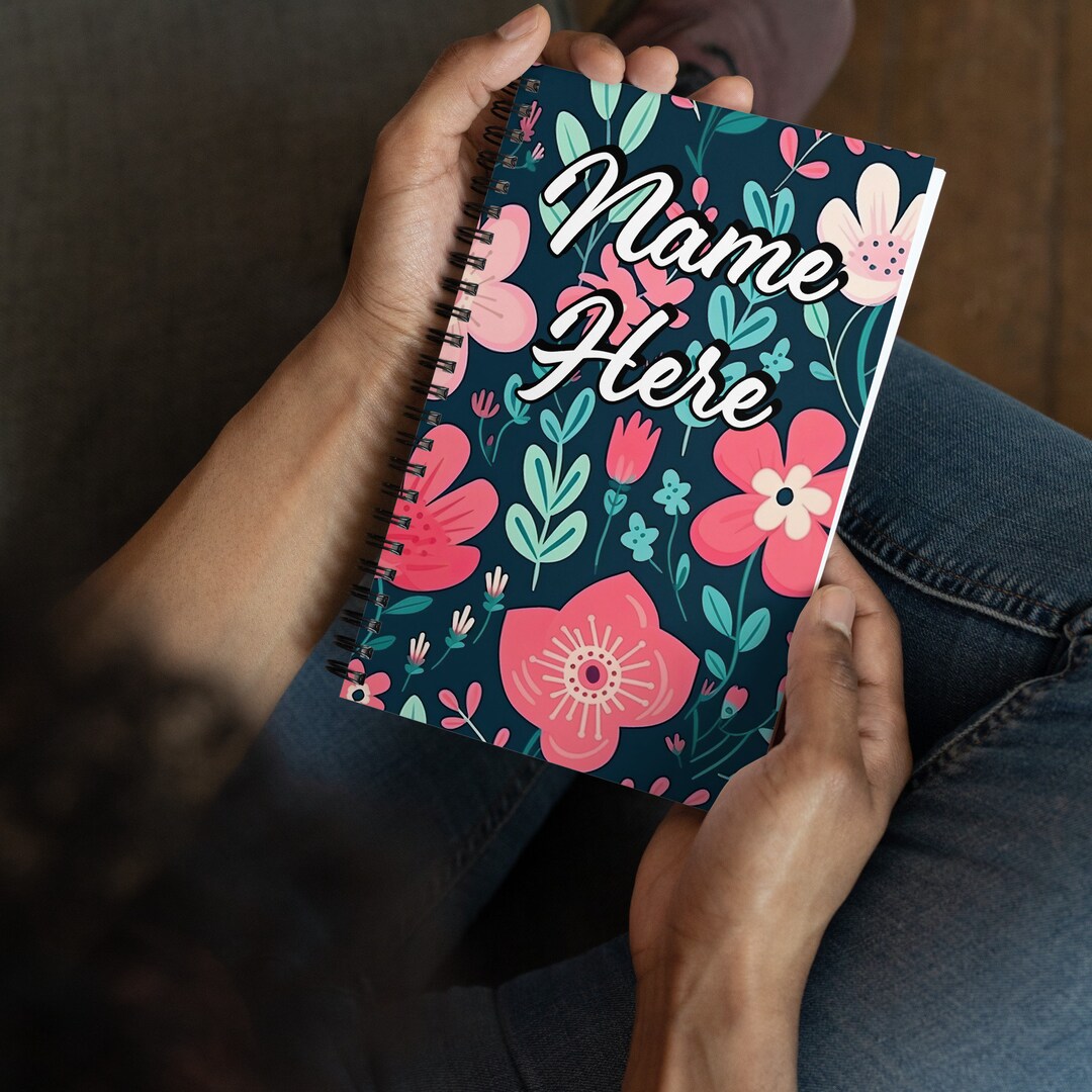 Personalized Floral Notebook With Name || Custom Notebook With Name ...