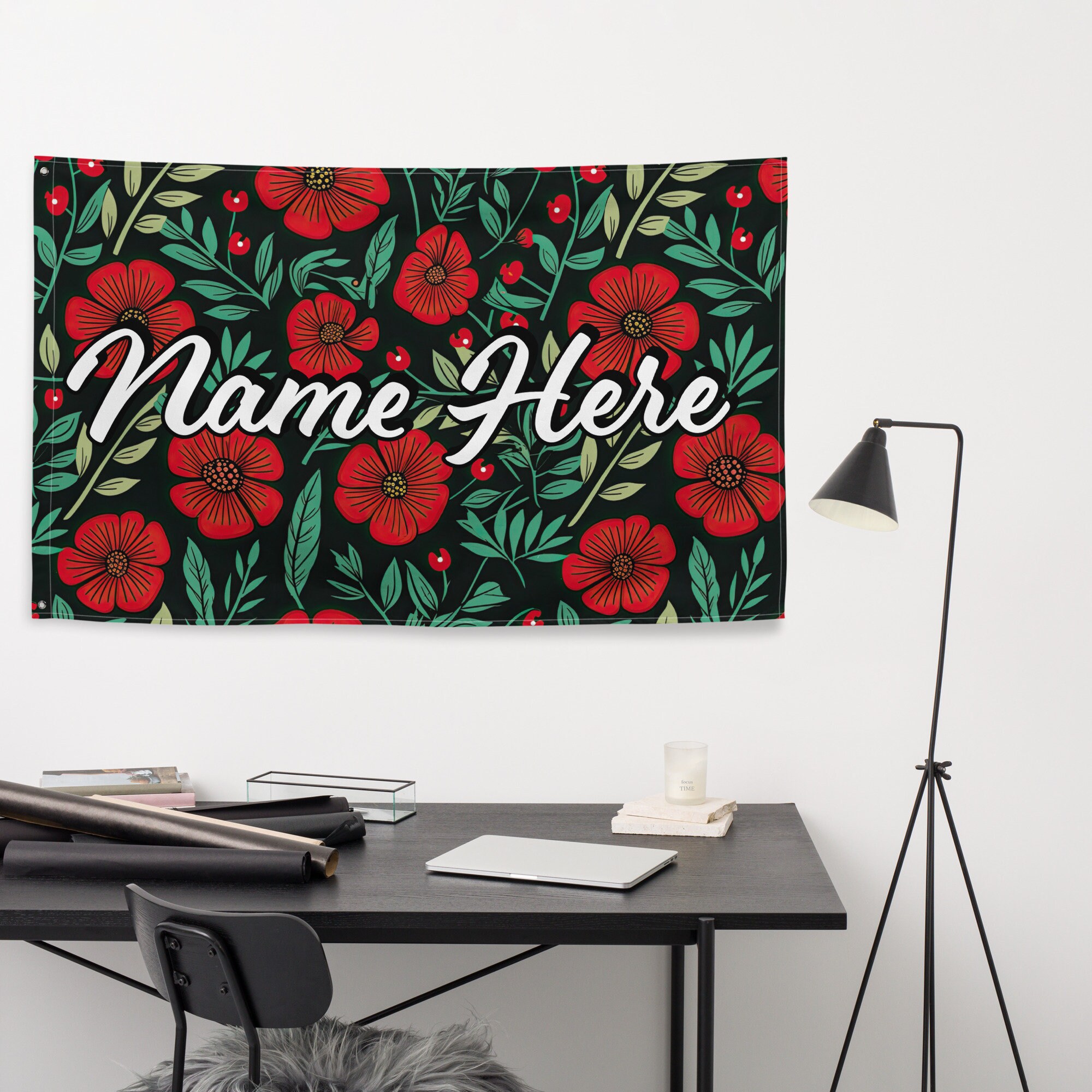 Personalized Floral Flag With Name Custom Name Floral Flag Spring ...