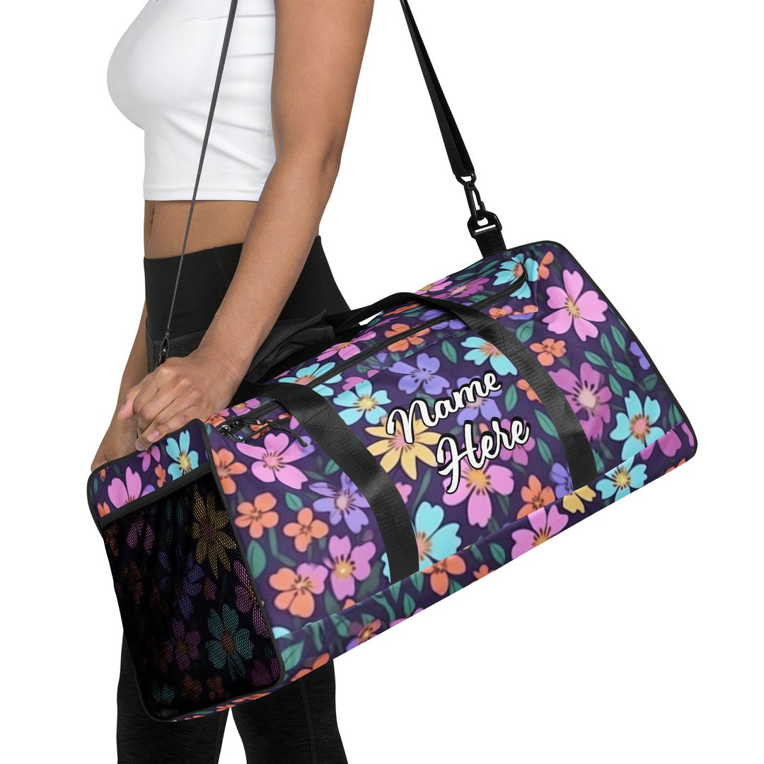 Personalized Duffle Bag With Name ||custom Floral Duffle Bag | Travel ...