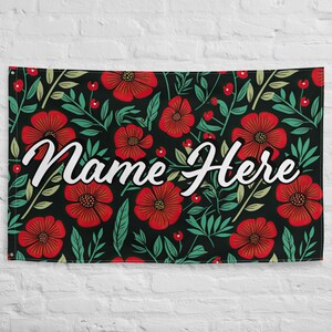 Personalized Floral Flag With Name Custom Name Floral Flag Spring ...