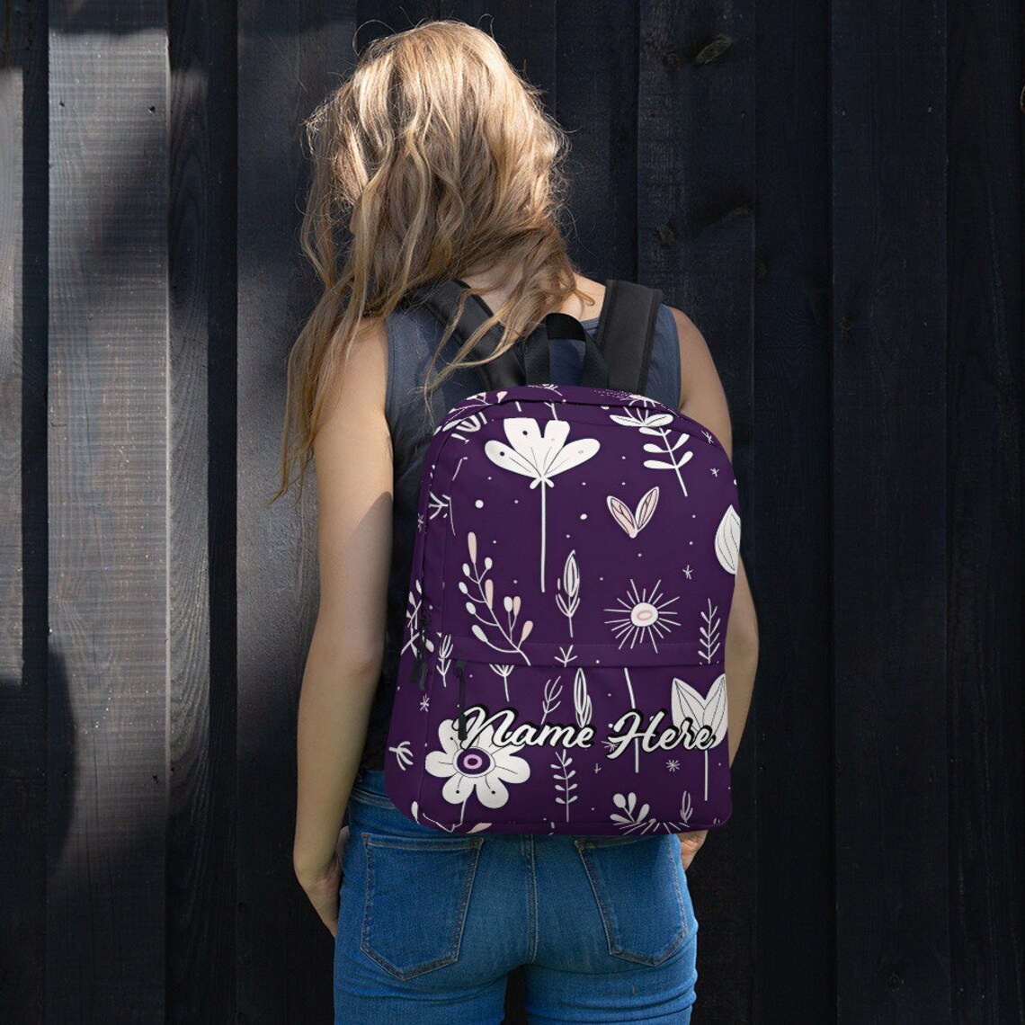 Personalized Flower Backpack, Custom Floral Rucksack, Spring Inspired ...