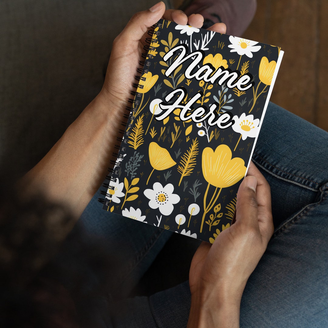 Personalized Floral Notebook With Name Custom Notebook With Name Floral ...