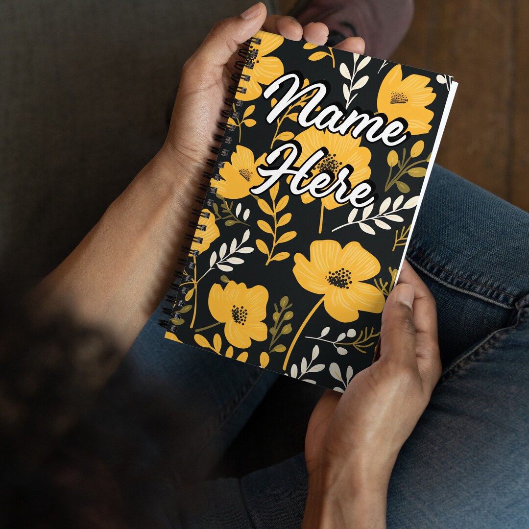 Personalized Floral Notebook With Name || Custom Notebook With Name ...