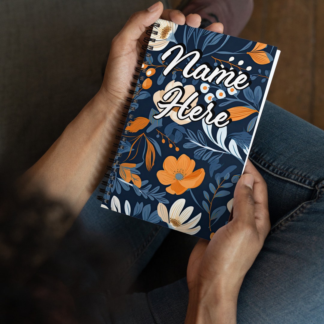 Personalized Floral Notebook With Name Custom Notebook With Name Floral ...