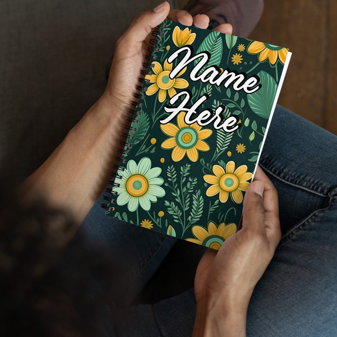 Personalized Floral Notebook With Name Custom Notebook With Name Floral ...