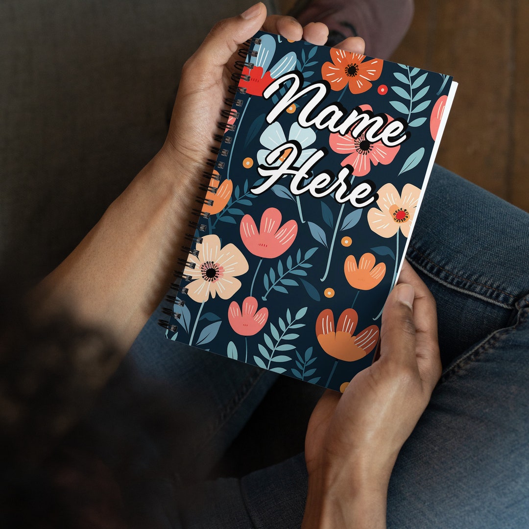 Personalized Floral Notebook With Name || Custom Notebook With Name ...