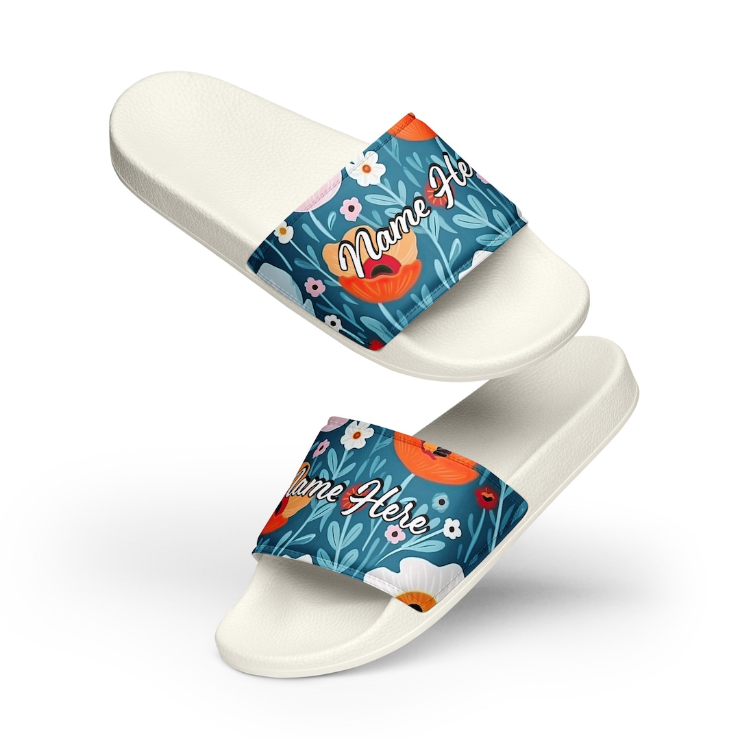 Personalized Bridal Slide Sandals Custom Sandals for Wedding With Name ...