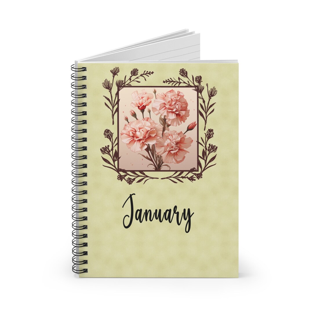 January Carnation Boho Birth Month Spiral Notebook - Ruled Line Mother ...