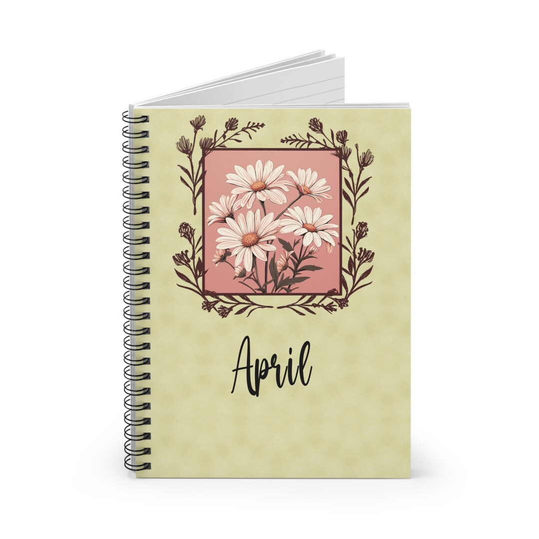 April Daisy Boho Birth Month Spiral Notebook - Ruled Line Mother's Day ...
