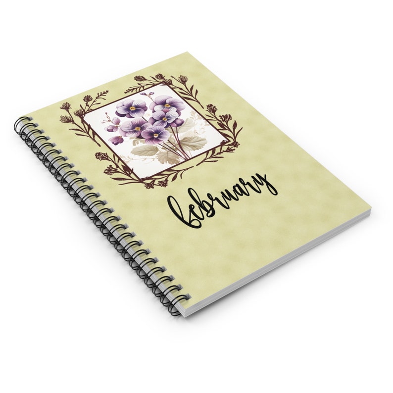 February Violet Boho Birth Month Spiral Notebook - Ruled Line Mother's ...