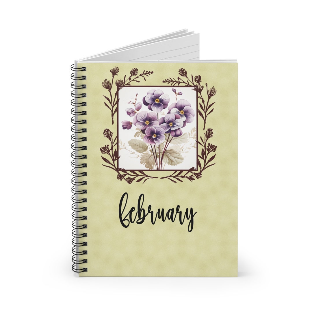 February Violet Boho Birth Month Spiral Notebook - Ruled Line Mother's ...