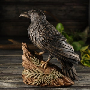 Ash Wood Raven Statue: Bird Enthusiast Gift - Etsy